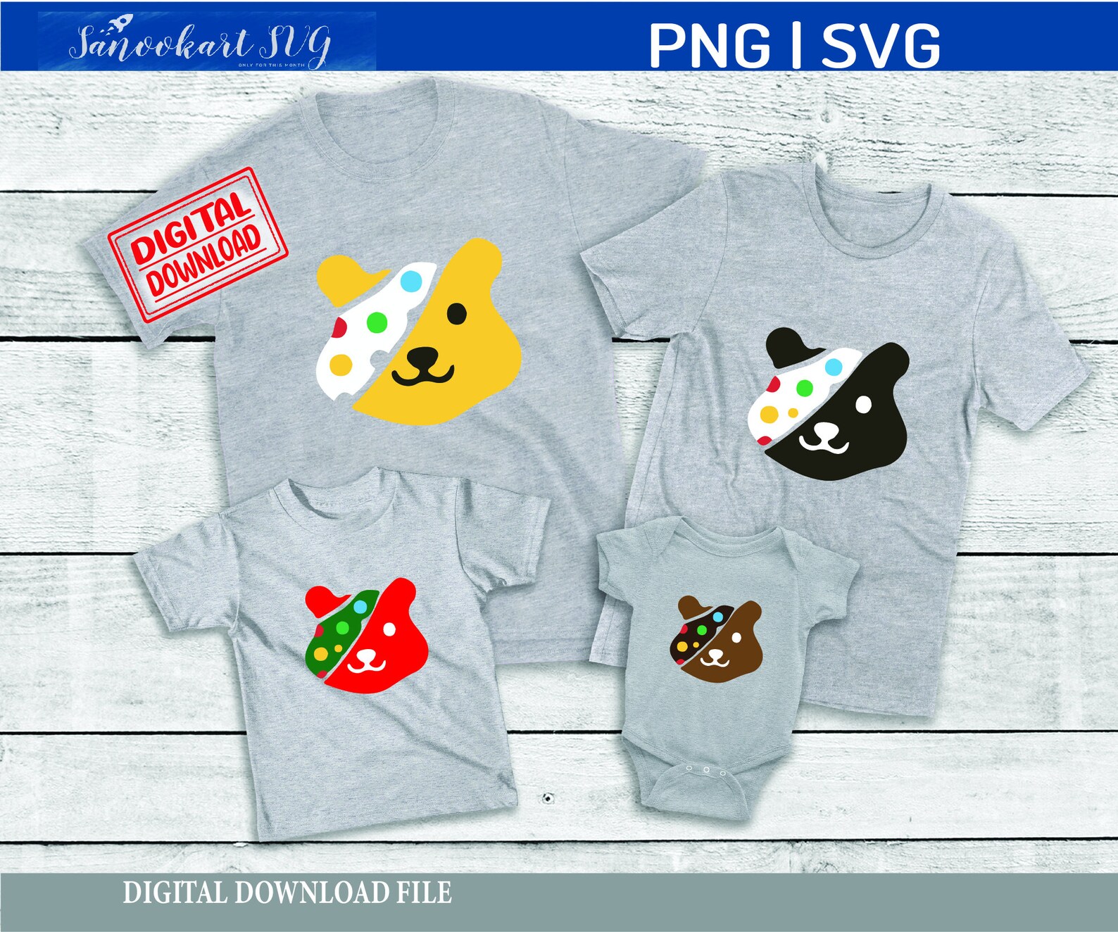 Pudsey Bear Svg, Children in Need Svg, Charity Svg Png, Vector Digital ...