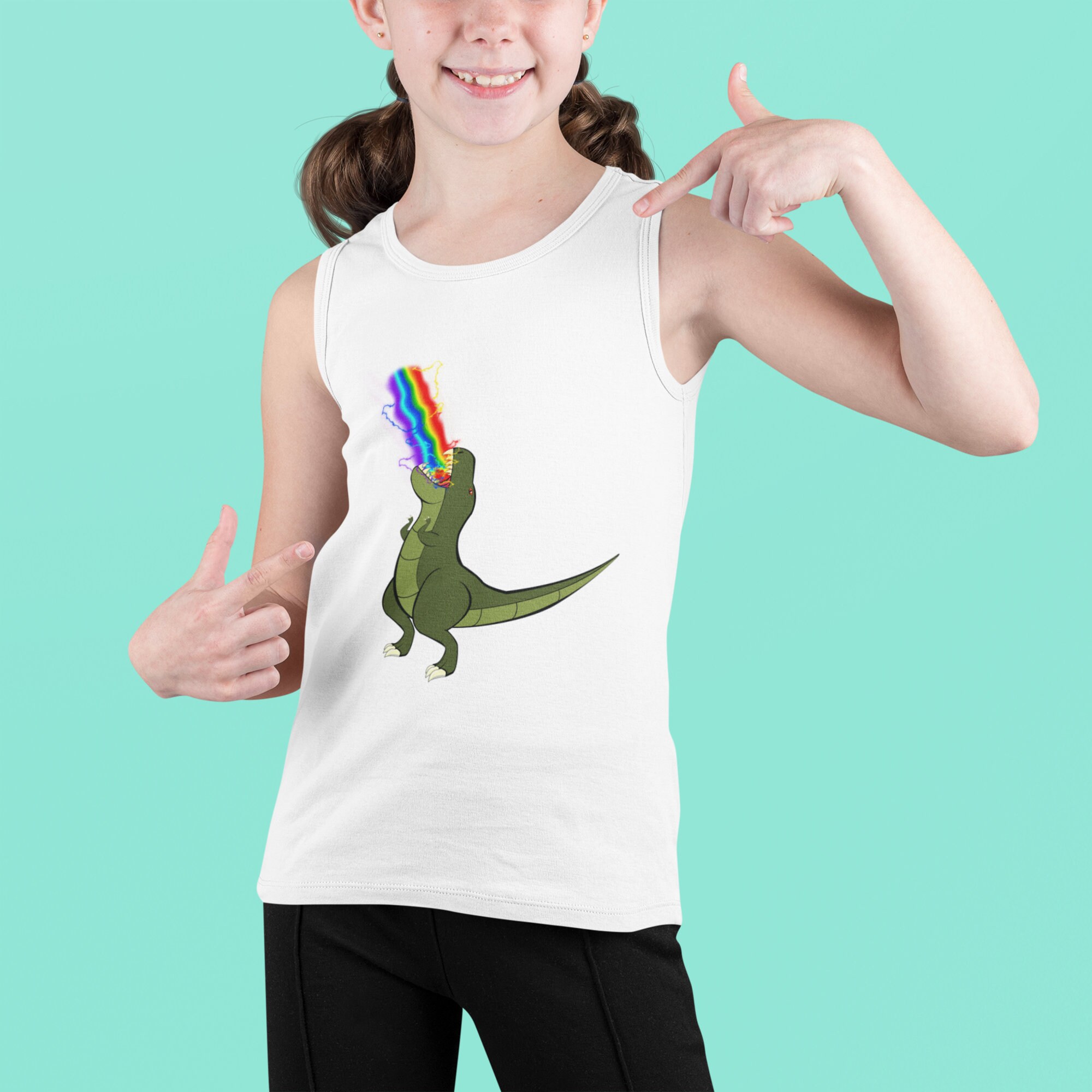 Tyrannosaurus Rex Shooting Rainbow Svg Png, T-rex Rainbow Cool Boy SVG ...