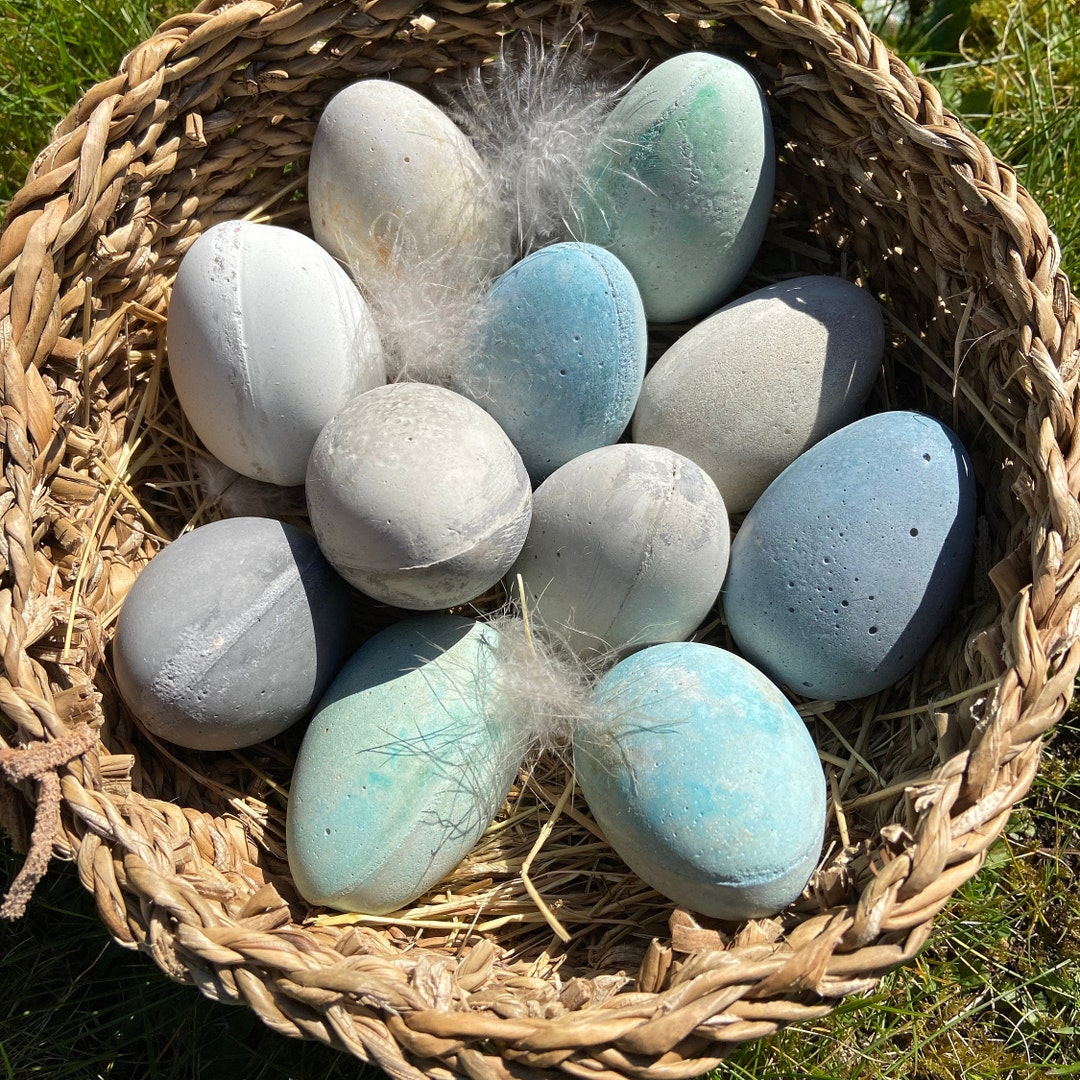 Concrete Eggs // Set of 3 Vintage Easter Eggs Made of Concrete // Solid ...