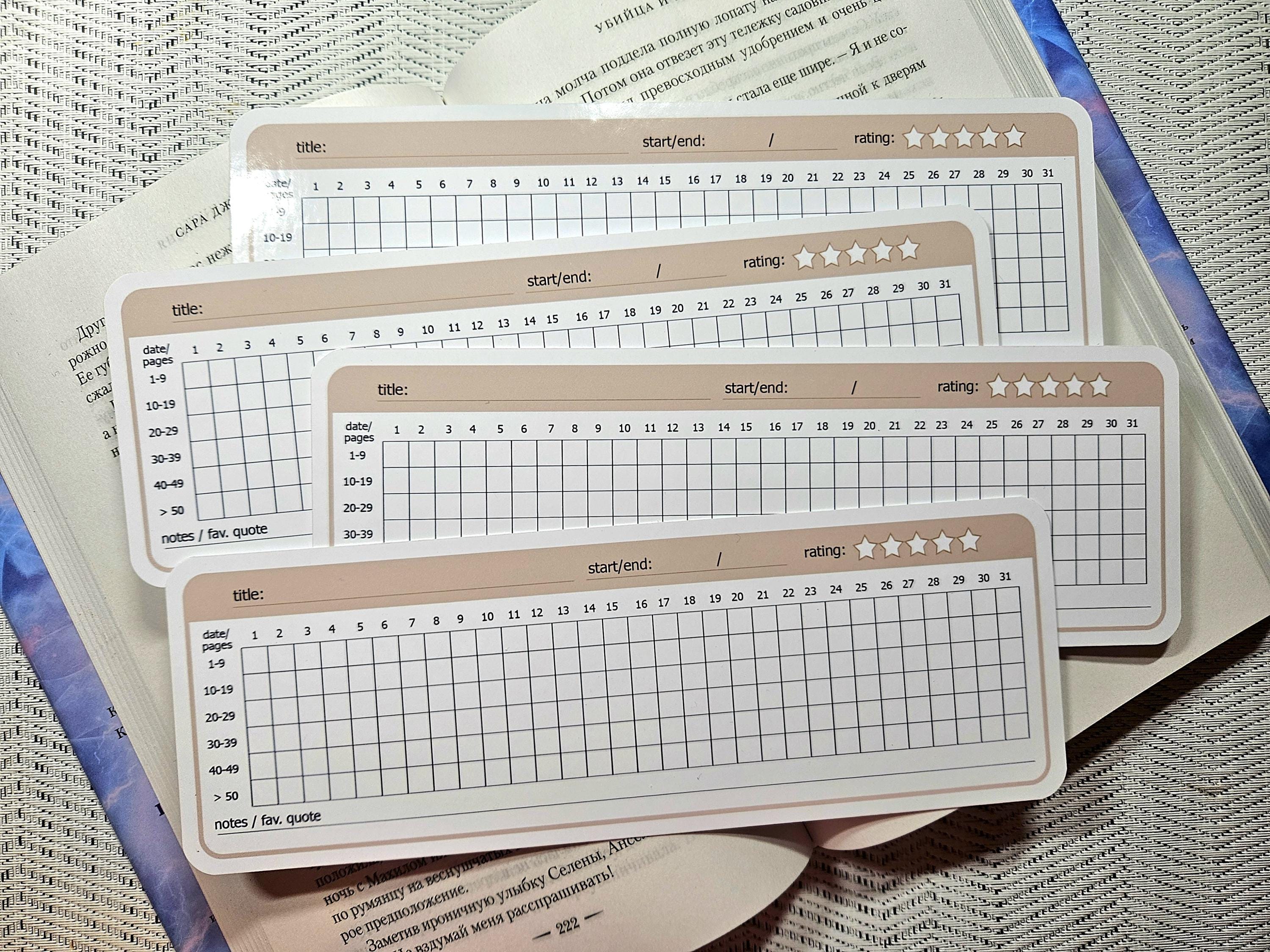 4 Pcs Bookmarks, Book Tracker, Book Journal, Reading Tracker, Book ...
