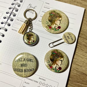 Book Journal, Reading Journal, Badge, Keychain, Bookmark, Mirror ...