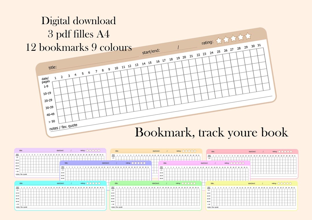 Printable Bookmarks, Digital Download, Reading Tracker, Track Youre ...
