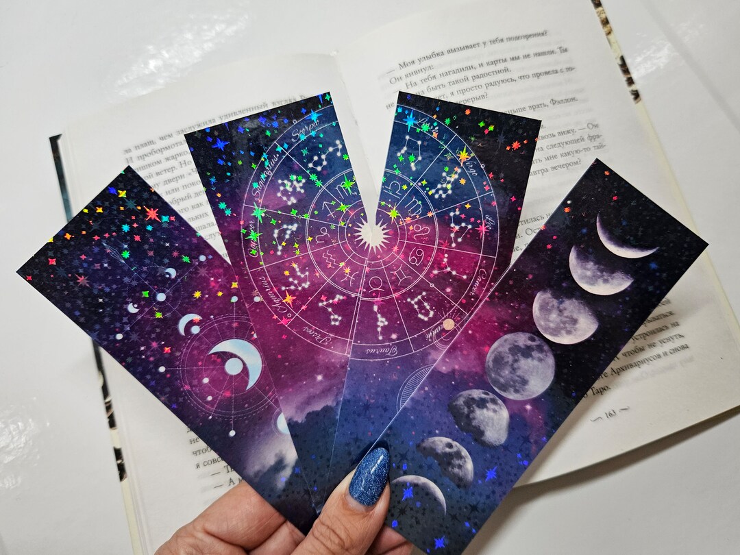 Space Bookmark 4 Pcs, Holographic, Cute Book Accessories, Reading ...