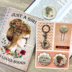 Book Journal, Reading Journal, Badge, Keychain, Bookmark, Mirror ...
