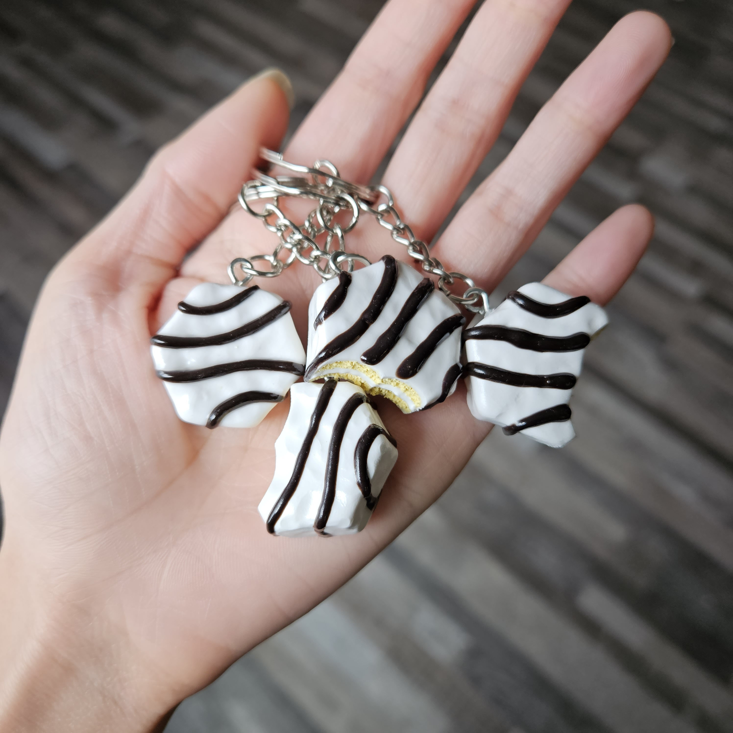 Little Debbie Zebra Cake Keychain - Handmade Polymer Clay Keychain ...