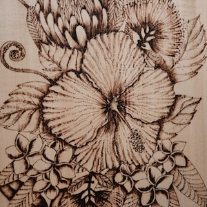 Custom Tropical Flower Wood Burning Wall Decor, Pyrography - Etsy