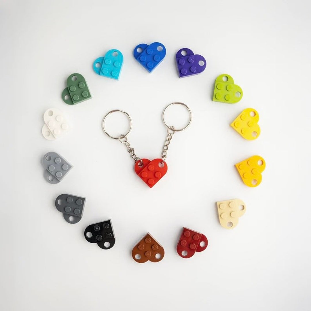 Heart Keychain Set Made of Authentic LEGO® Bricks, Matching Friendship ...