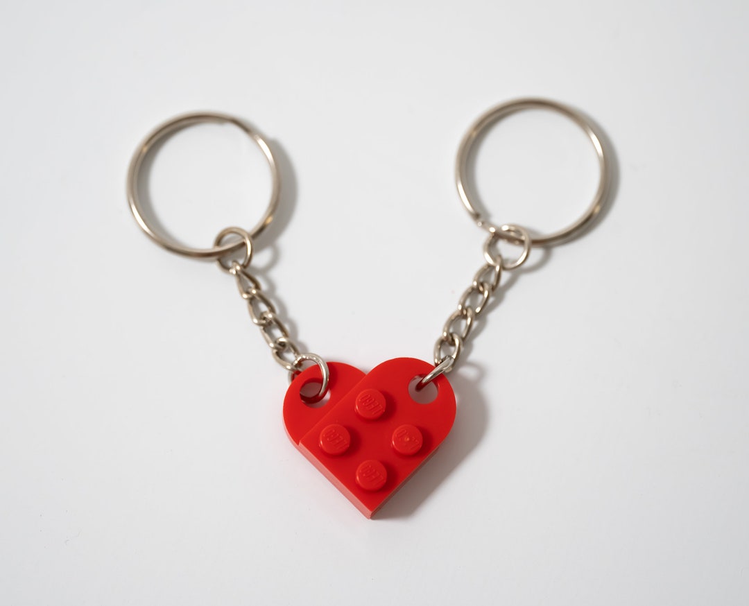 Red Heart Keychain Set - Made of Authentic LEGO® Bricks, Matching ...