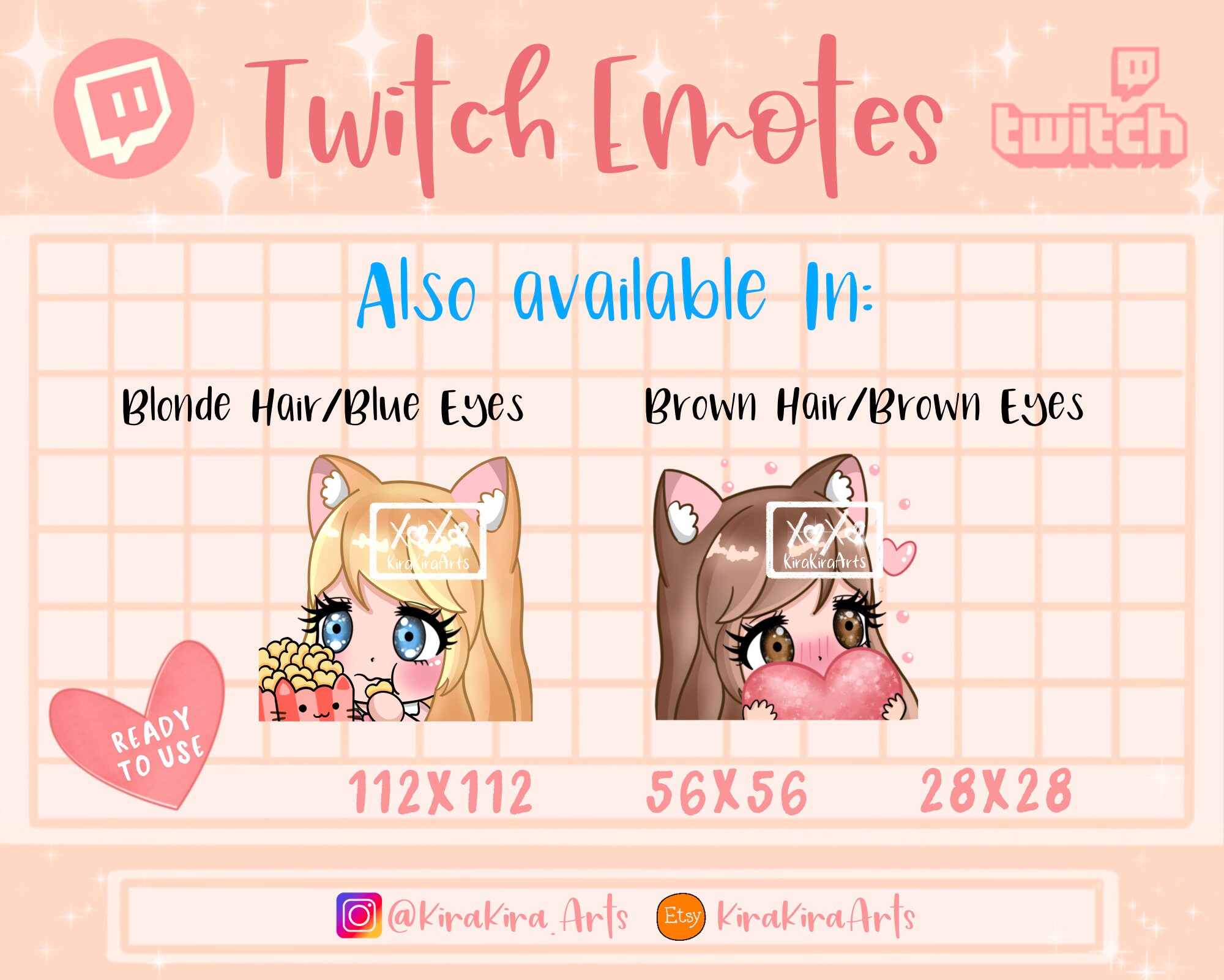 Twitch Emotes Chibi Girl Emotes Cozy Pack Black Hair Cat | Etsy