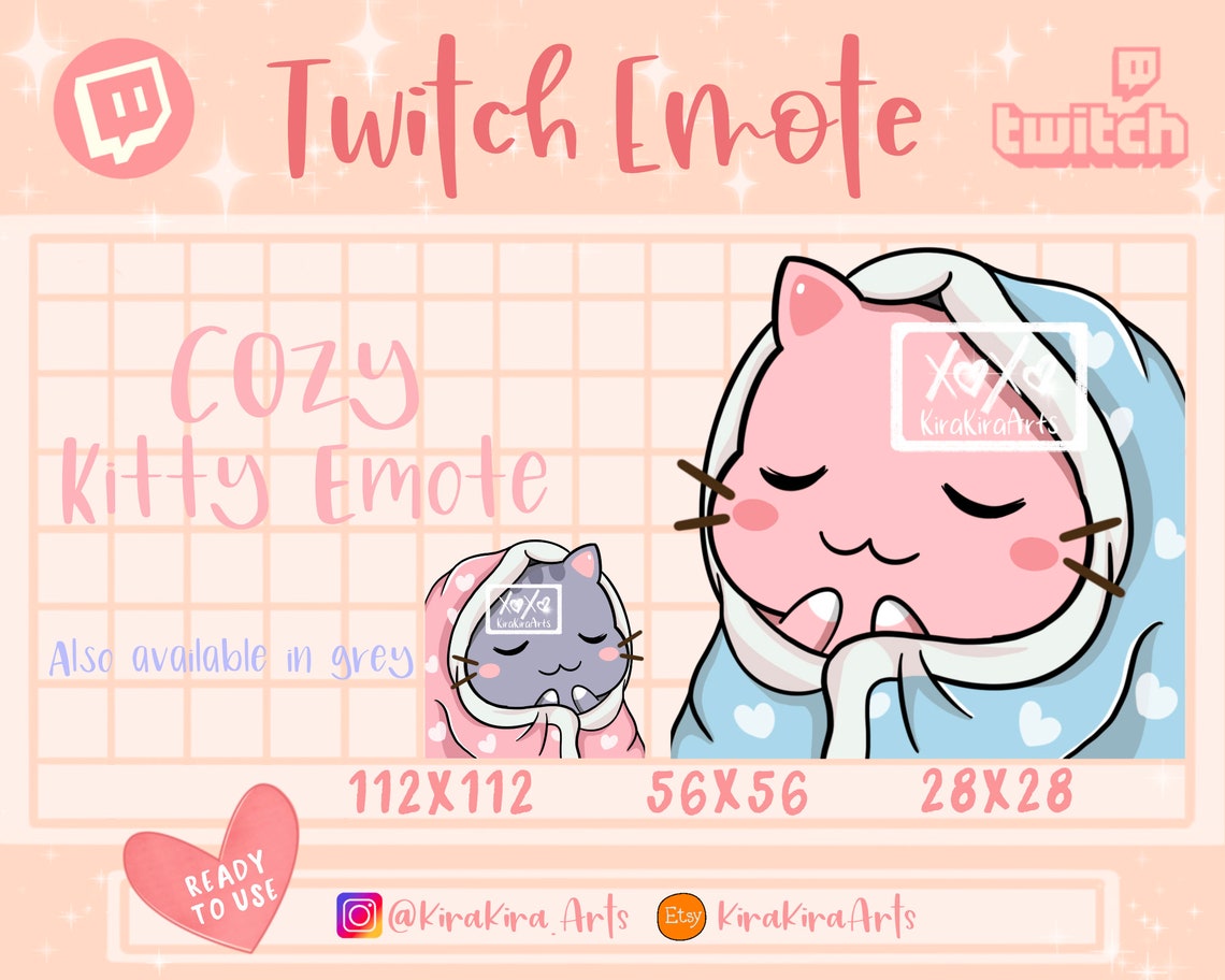 Twitch Emote Cozy Kitty Emote Discord Emote Cat in Blanket Emote Cute ...
