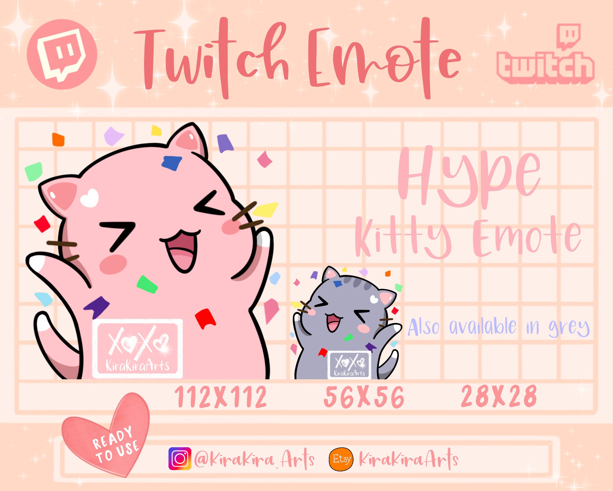 Twitch Emote Hype Kitty Emote Discord Emote Cat Emote Cute Kawaii Chibi ...