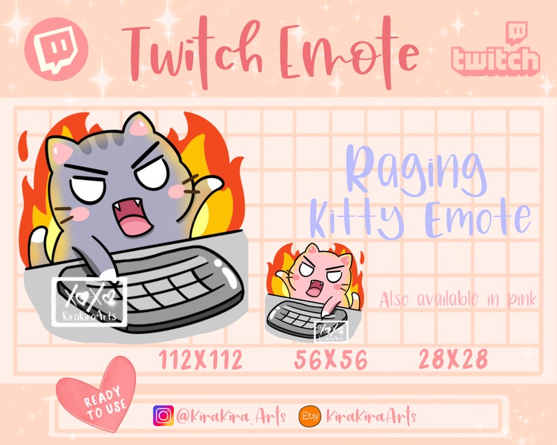 Twitch Emote Raging Kitty Rage Emote Discord Emote Cat - Etsy Singapore