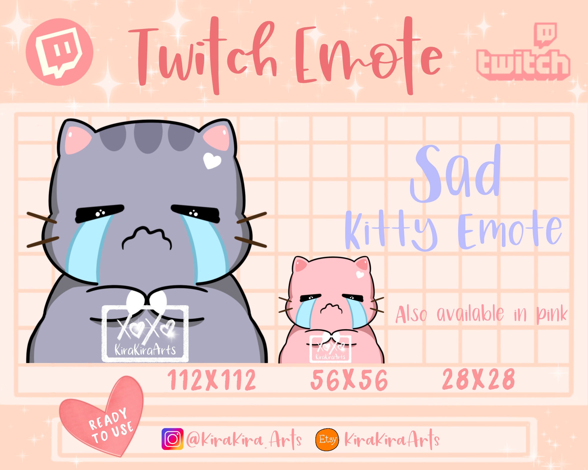 Twitch Emote Sad Kitty Crying Emote Discord Emote Cat - Etsy