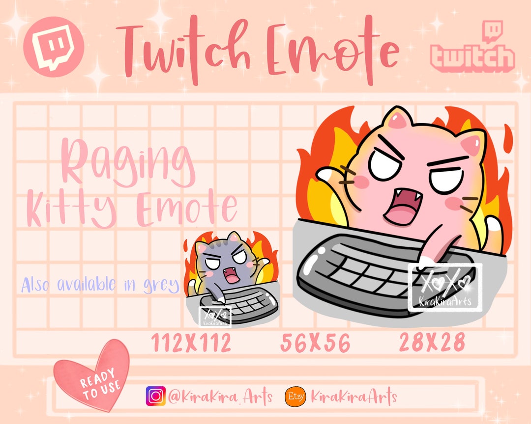 Twitch Emote Raging Kitty Rage Emote Discord Emote Cat Emote Cute ...
