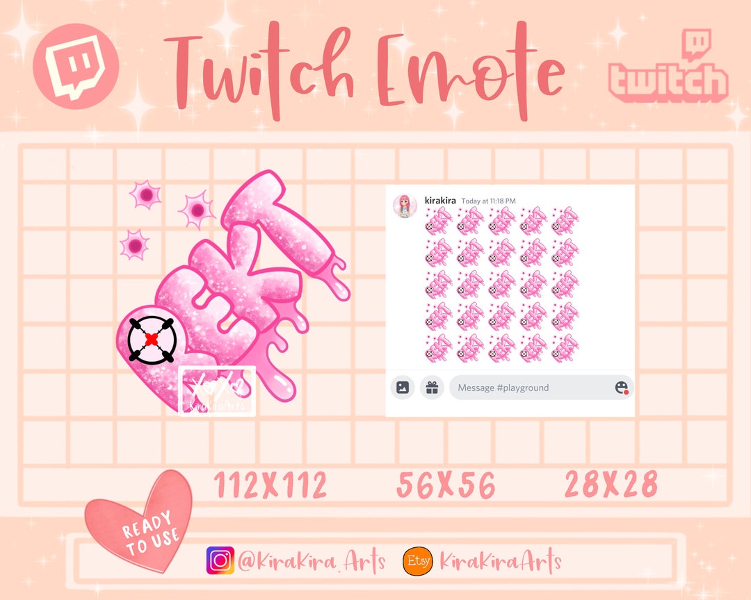 Twitch Emote REKT Emote Pastel Pink Sparkly Watercolour Heart Emote ...