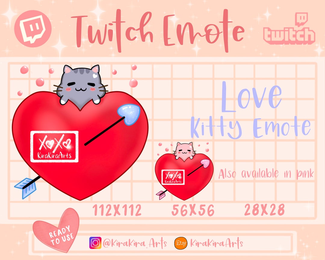 Twitch Emote Love Kitty Heart Emote Discord Emote Cat - Etsy