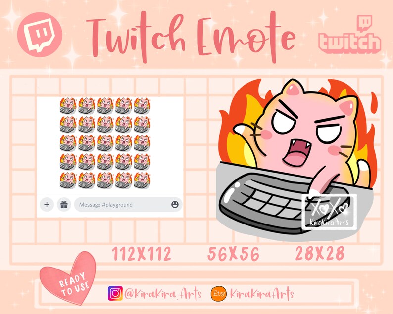 Twitch Emote Raging Kitty Rage Emote Discord Emote Cat Emote Cute ...