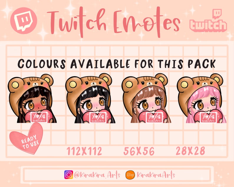 Twitch Emotes Chibi Girl Emotes Brown Hair Animal Crossing Emotes ACNH ...