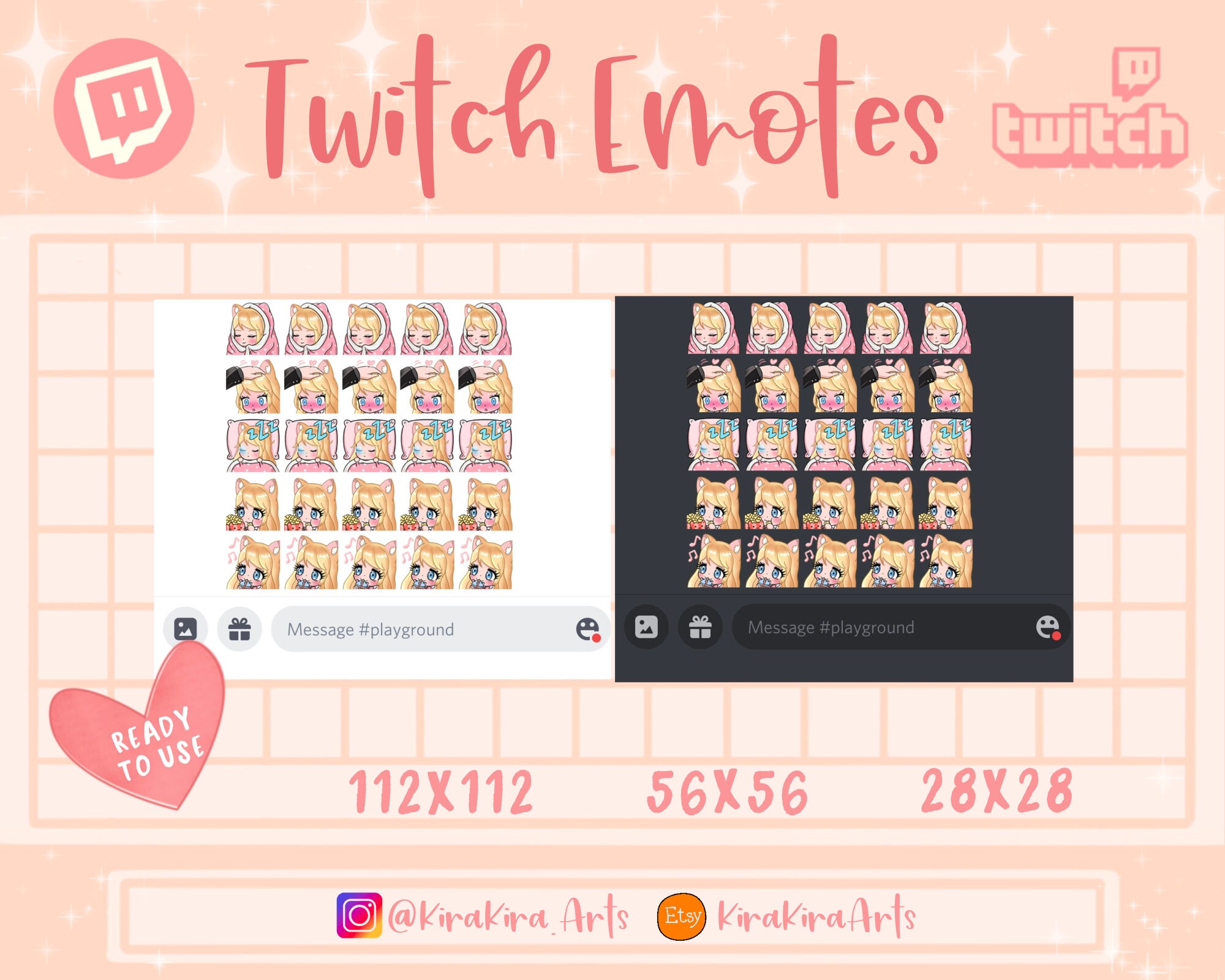 Twitch Emotes Chibi Girl Emotes Cozy Pack Blonde Hair - Etsy