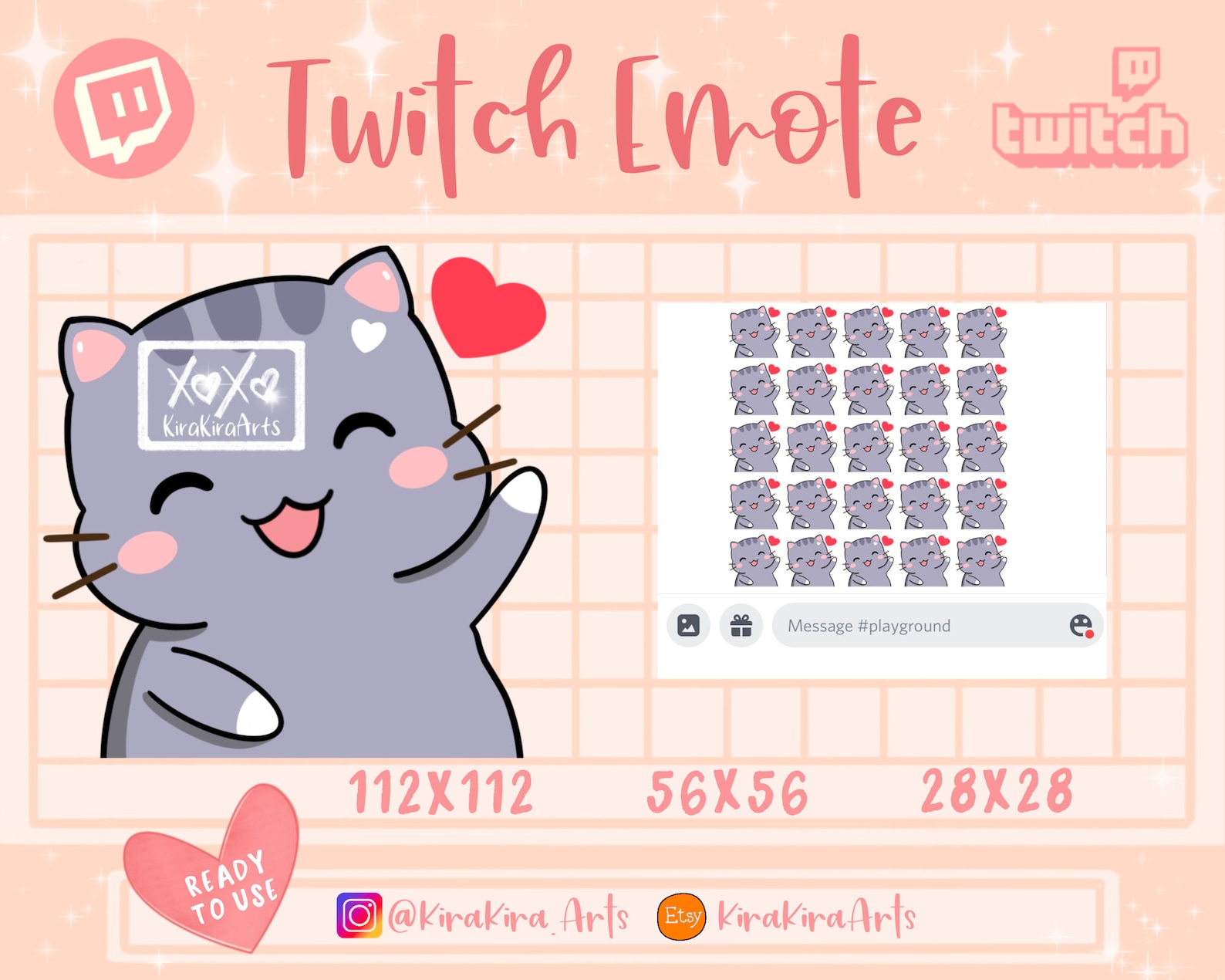 Twitch Emote Waving Kitty Hi Emote Discord Emote Cat Emote Cute Kawaii ...