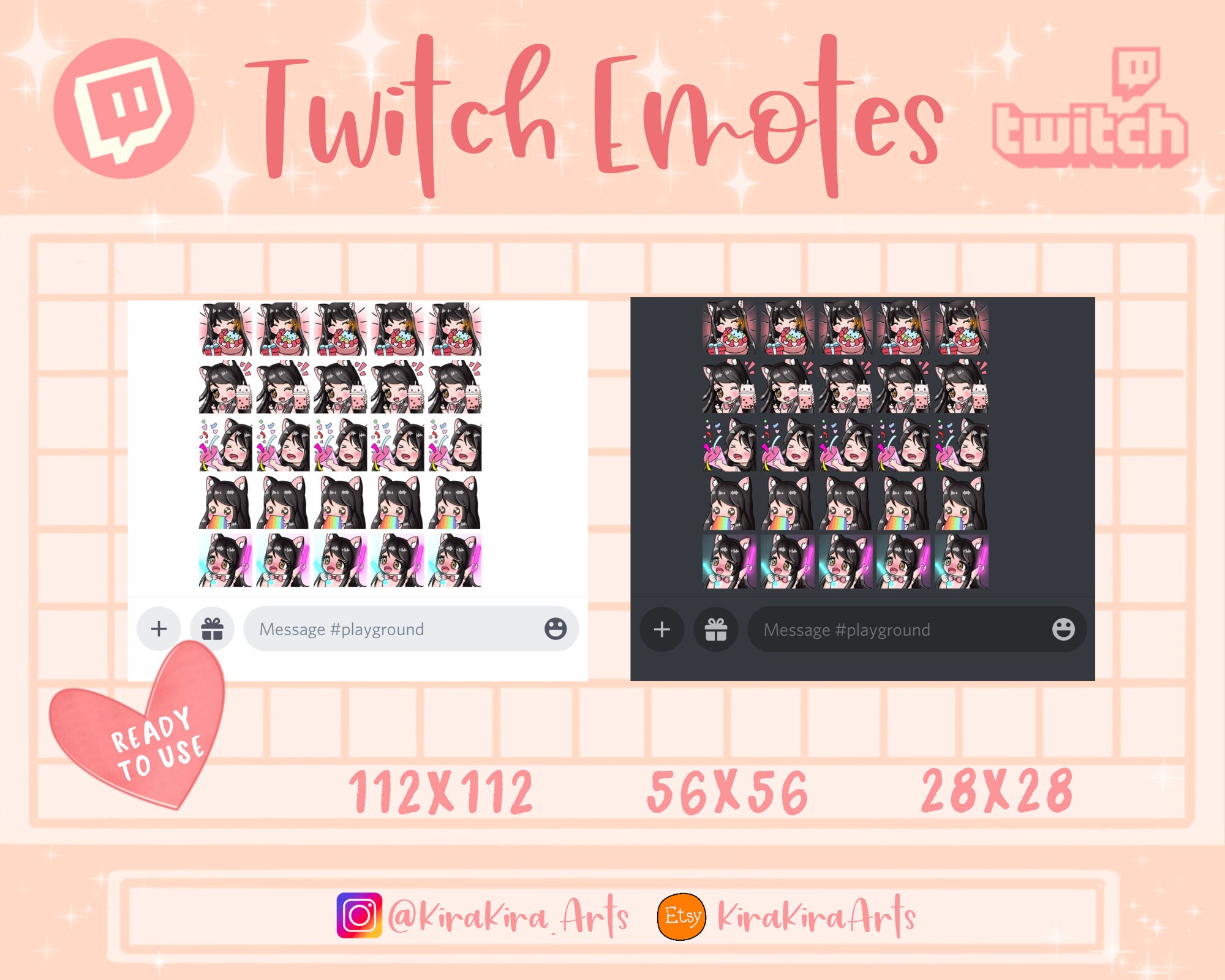 Twitch Emotes Chibi Girl Emotes Fun Pack Black Hair Cat - Etsy Canada
