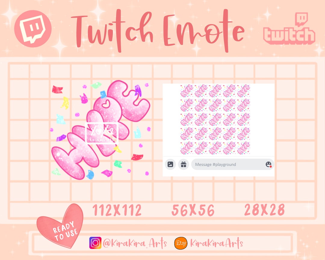 Twitch Emote HYPE Emote Pastel Pink Sparkly Watercolour - Etsy