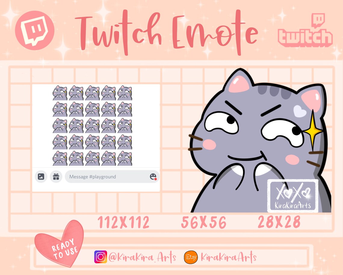 Twitch Emote Smirking Emote Discord Emote Cat Emote Grey - Etsy Canada