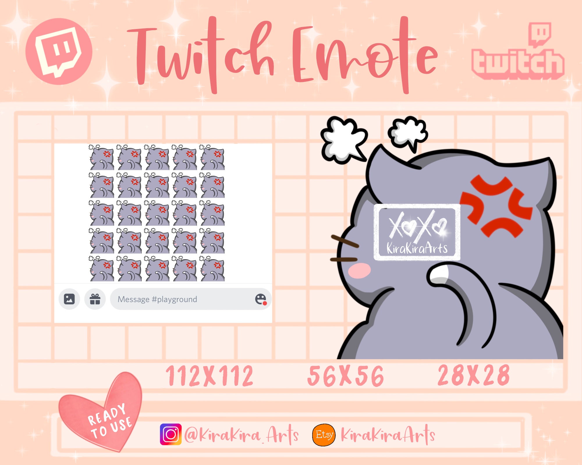 Twitch Emote Angry Kitty Emote Discord Emote Cat Emote | Etsy