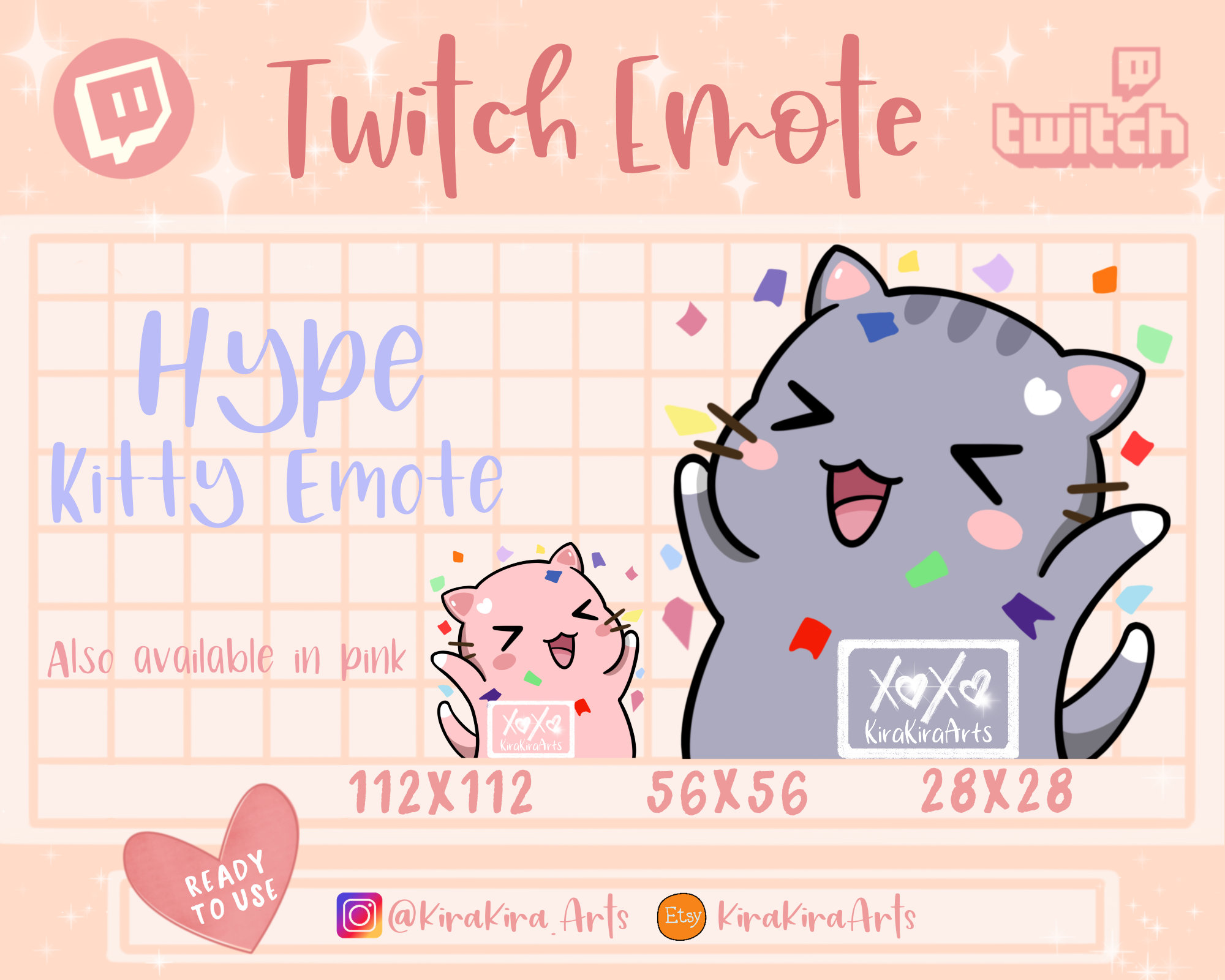 Twitch Emote Hype Kitty Emote Discord Emote Cat Emote Cute Kawaii Chibi ...