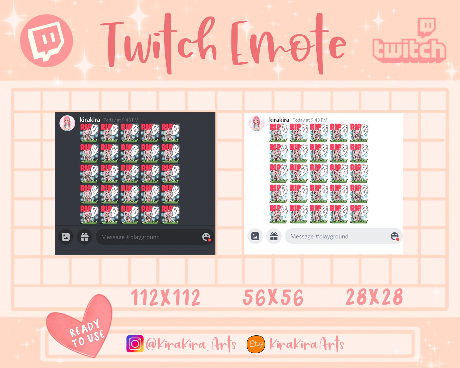 Twitch Emote RIP Emote Discord Emote Cat Emote Pink Kitty Emote Cute ...