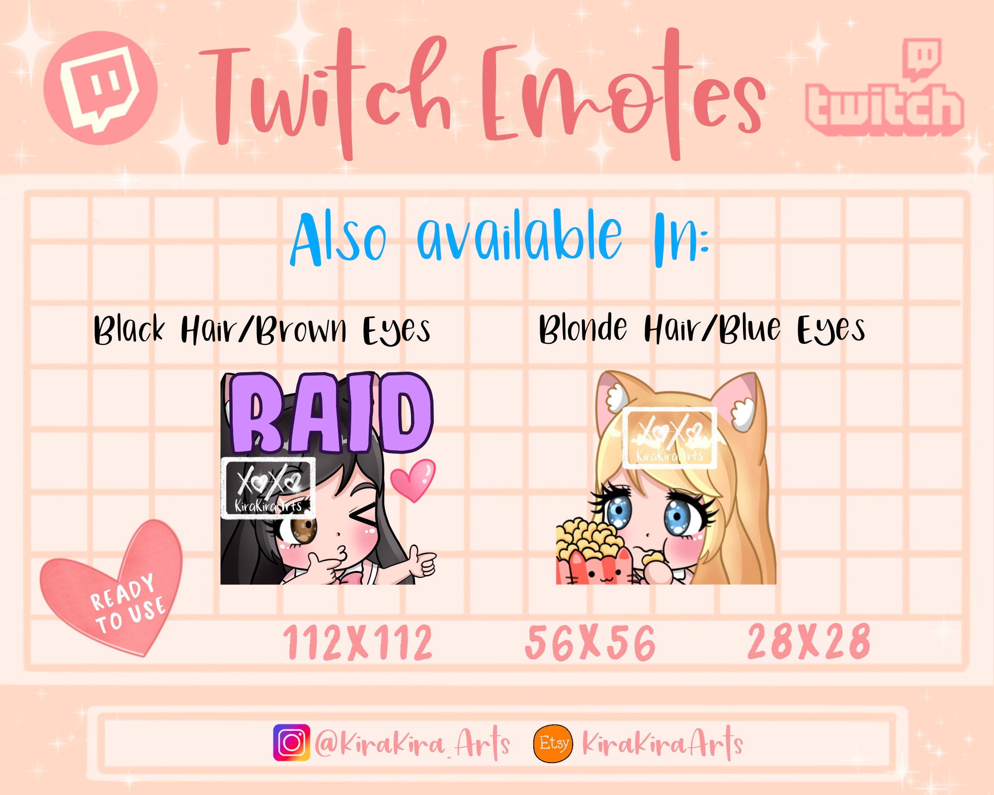 Twitch Emotes Chibi Girl Emotes Fun Pack Brown Hair Cat Ears Cat Girl ...