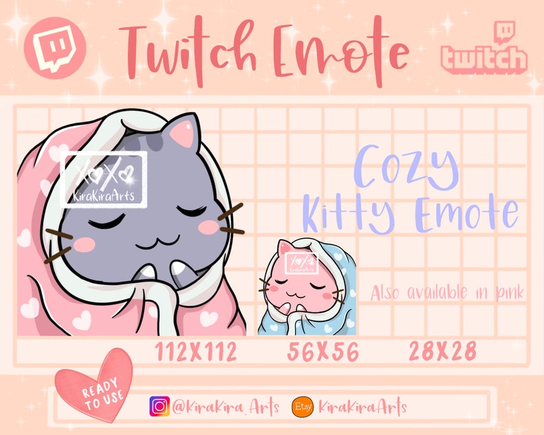 Twitch Emote Cozy Kitty Emote / Discord Emote / Cat in Blanket Emote ...