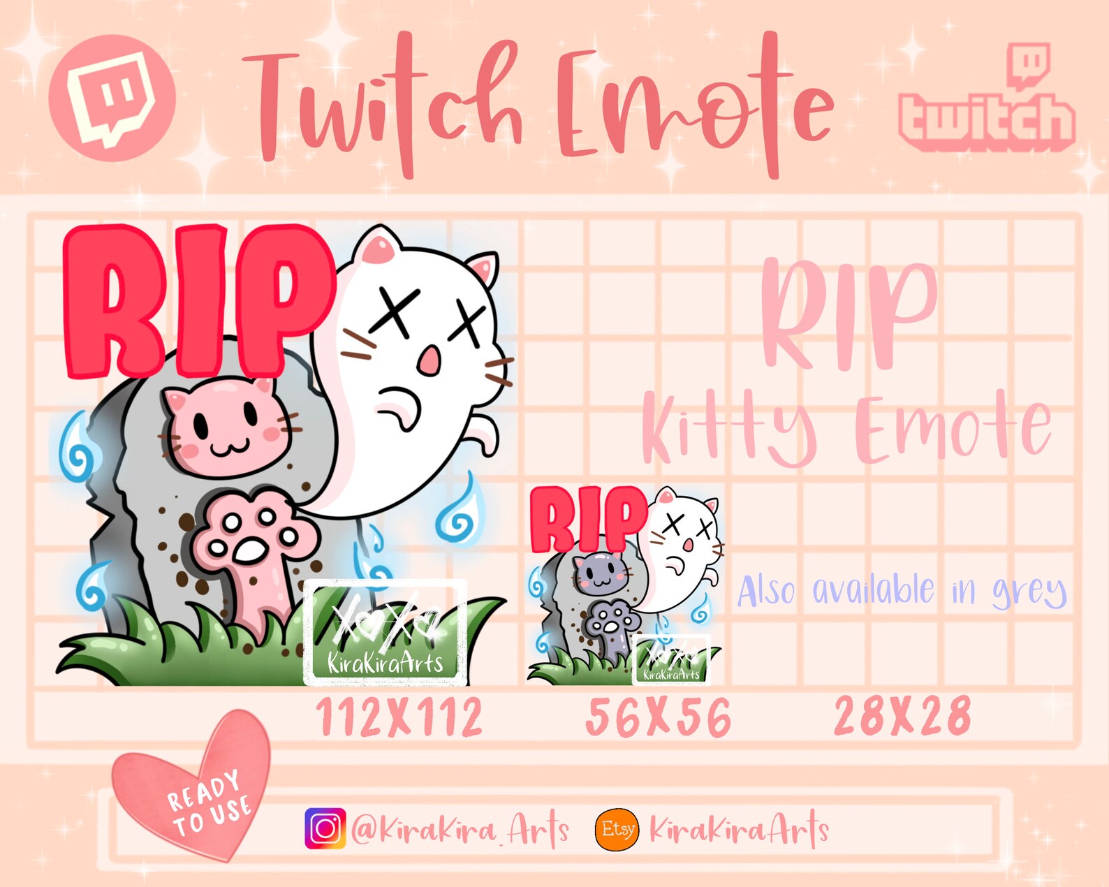 Twitch Emote RIP Emote Discord Emote Cat Emote Pink Kitty Emote Cute ...