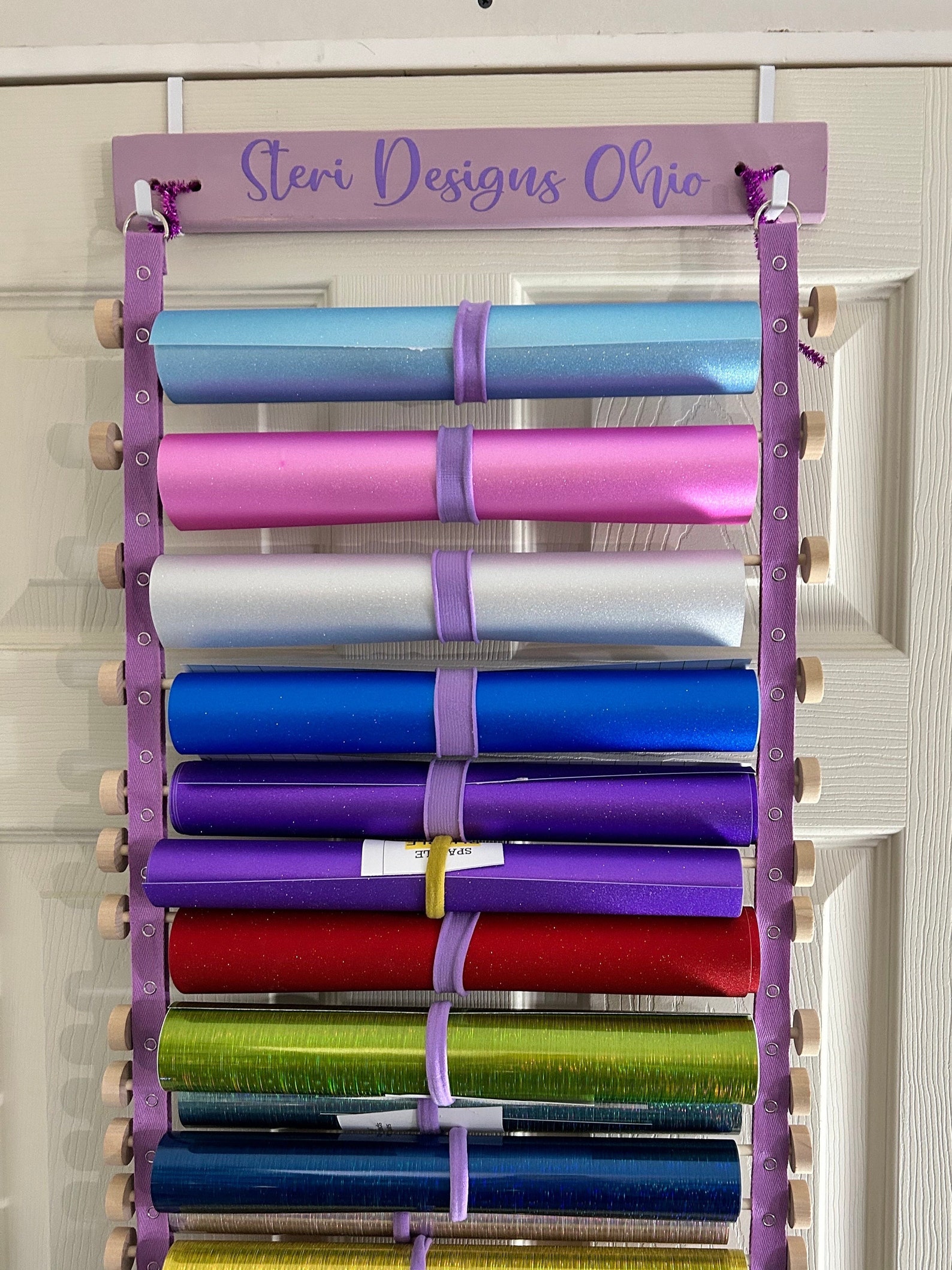 Vinyl Storage for Craft Room | Vinyl Roll Over Door Storage | Rack for ...