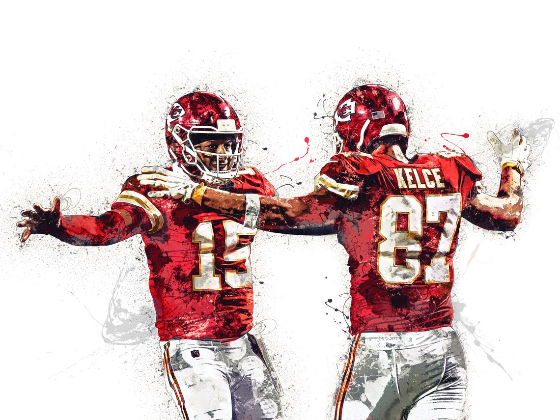 Kansas City Chiefs poster Mahomes Kelce art painting | Etsy