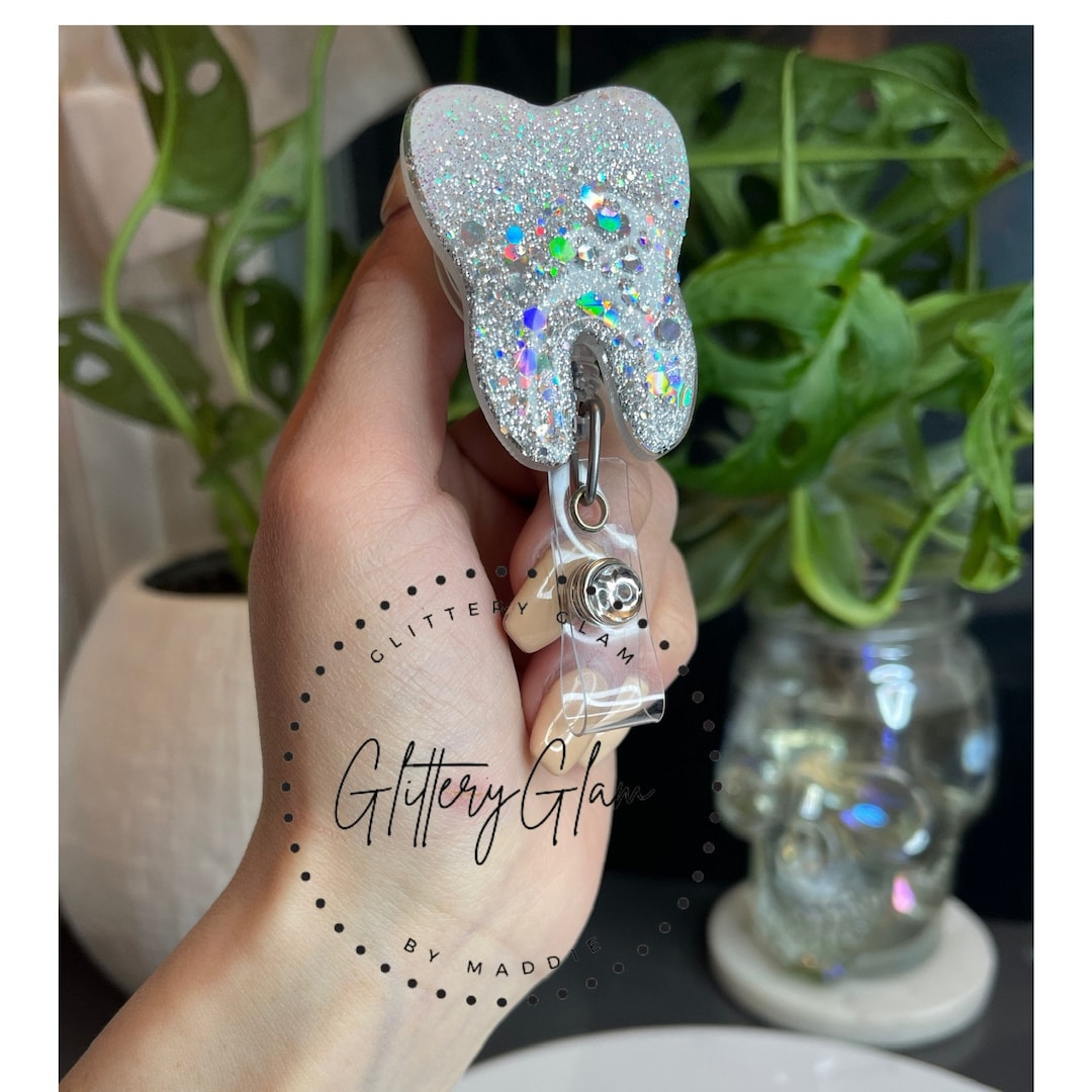 Cute Glitter Tooth Badge Reel, Dentist Badge Reel, Dental Accessories ...