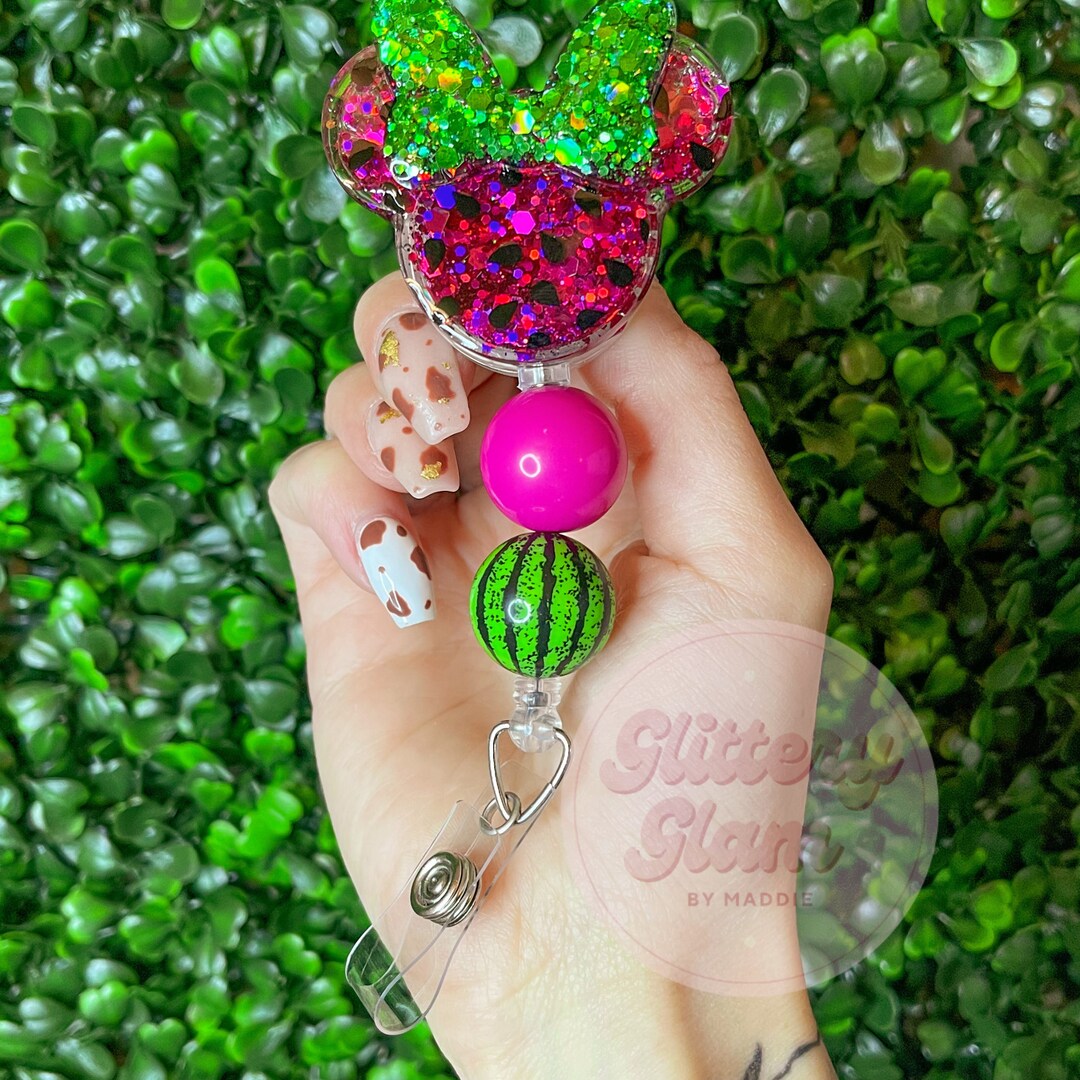 Watermelon Mousehead Shaker Badge Reel: Summer Nurse Gift - Etsy
