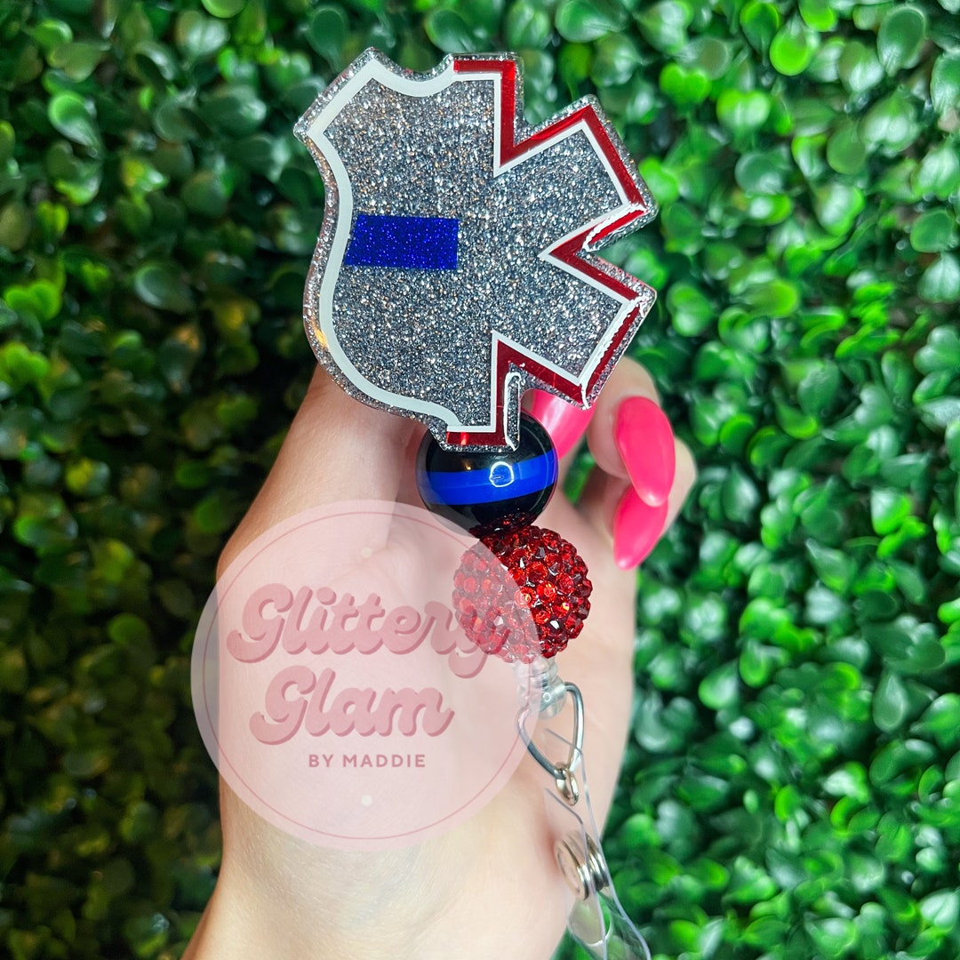 Thin Blue Line Star of Life Badge Reel, Law Enforcement Gift, Gift for ...