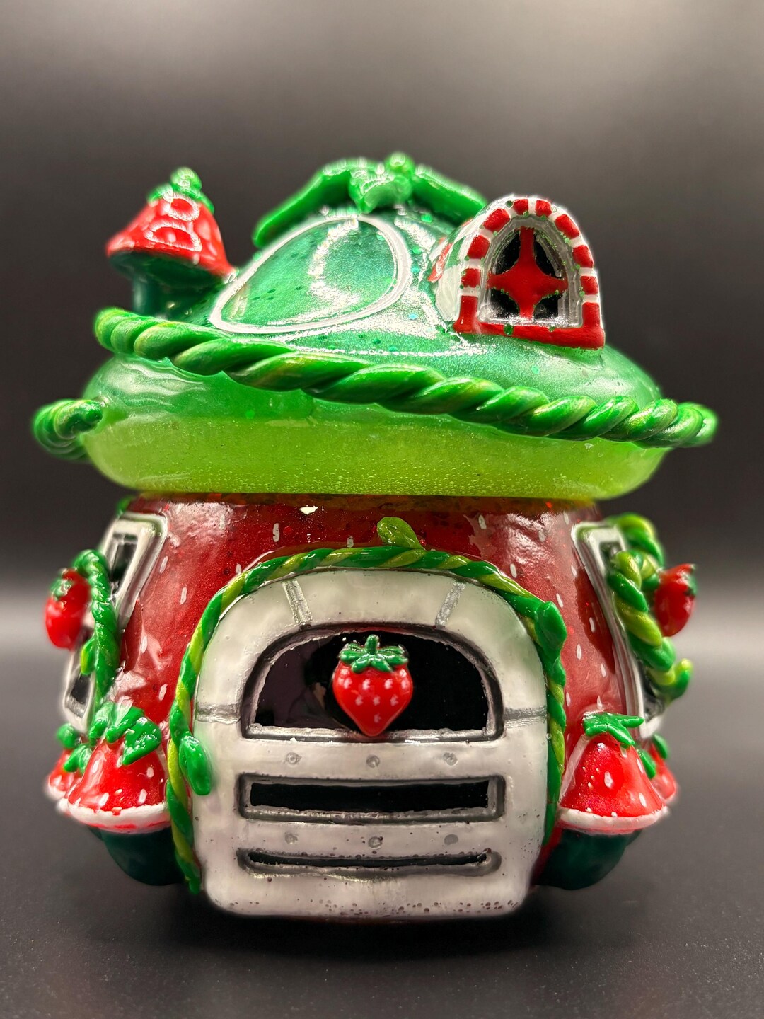 Strawberry Mushroom House Trinket Jar Resin - Etsy