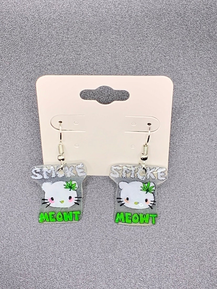 Hello Kitty smoke Meowt Dangle Earrings - Etsy