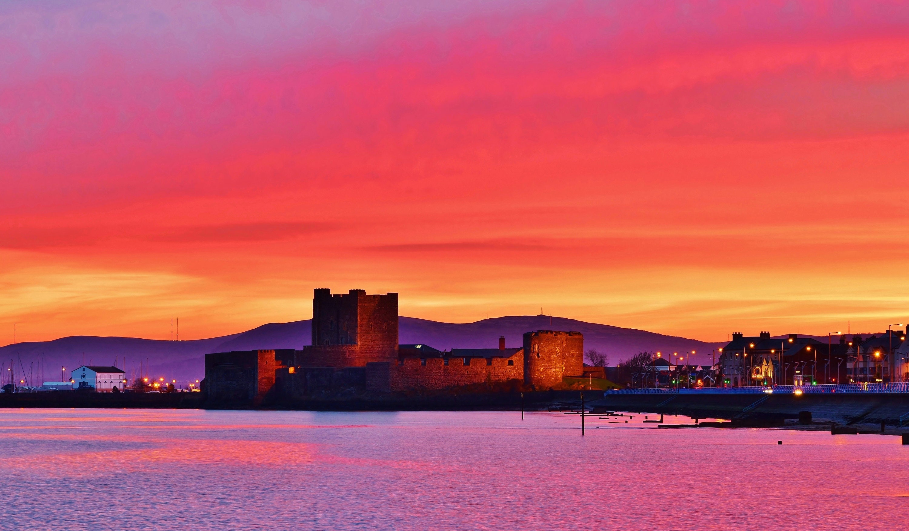Carrickfergus Castle Red Sunset, Historic Ireland, Norman Castle, 12th ...