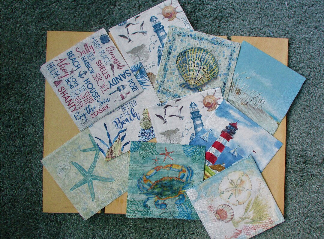 Napkins (4), Nautical, Gorgeous Beach Theme Napkins, Low Shipping, Sold ...