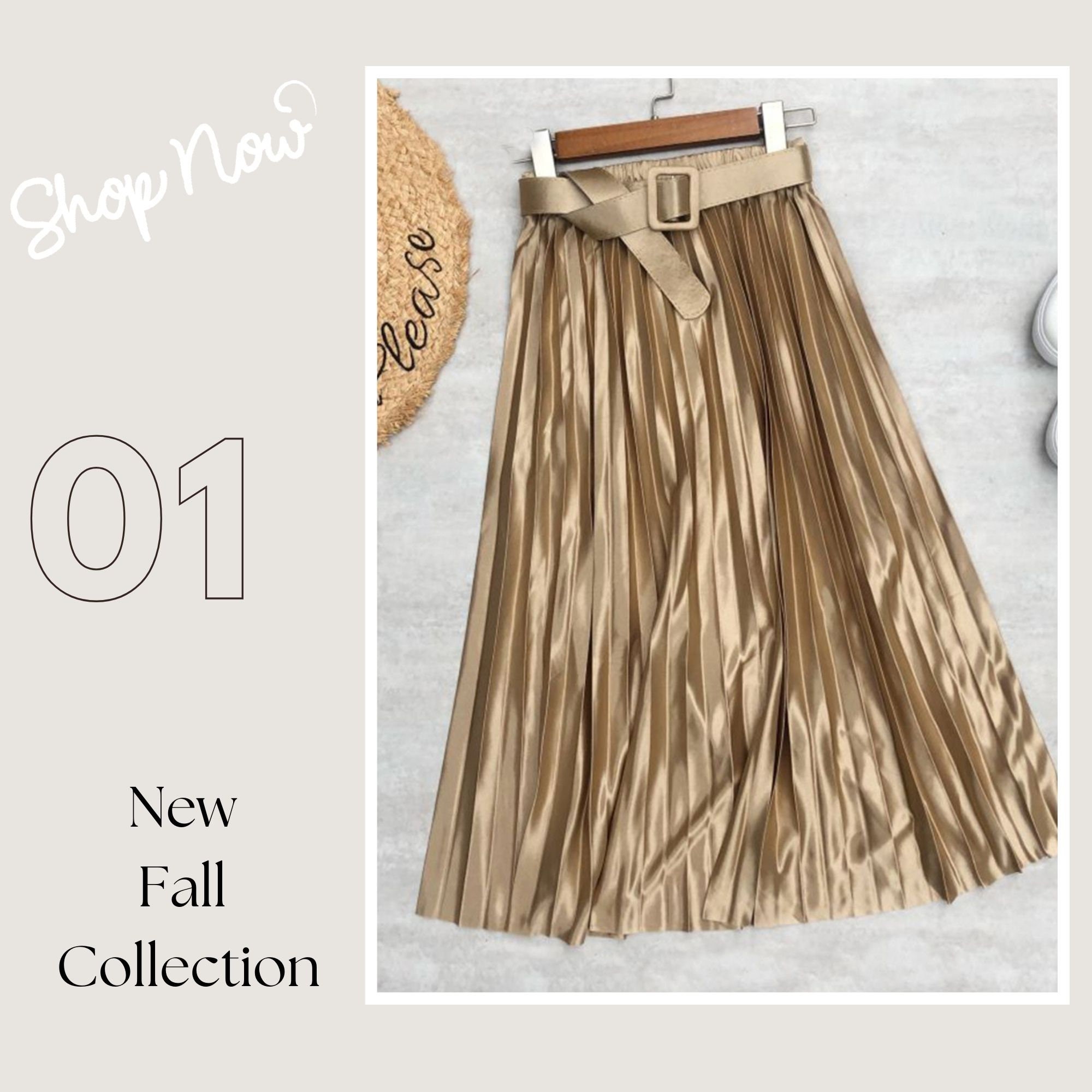 Fall Pleated Midi Skirt for Woman, Autumn A Line Skirt, Chiffon High ...