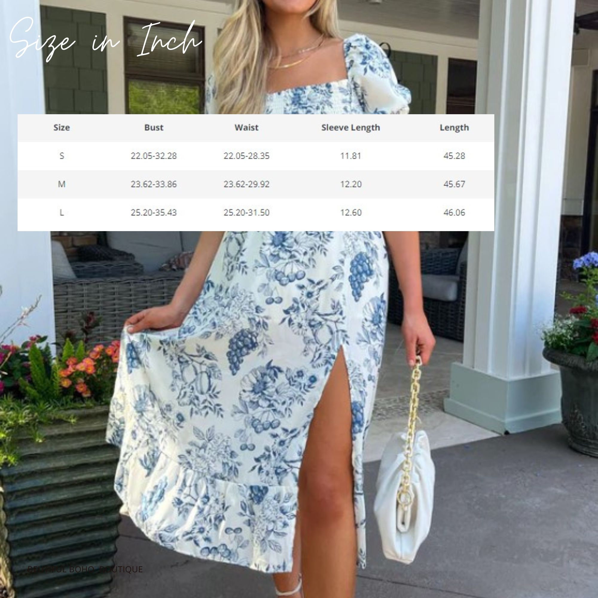 LARA Romantic French Floral Dress, Woman Smocked Dress, Side Slits ...