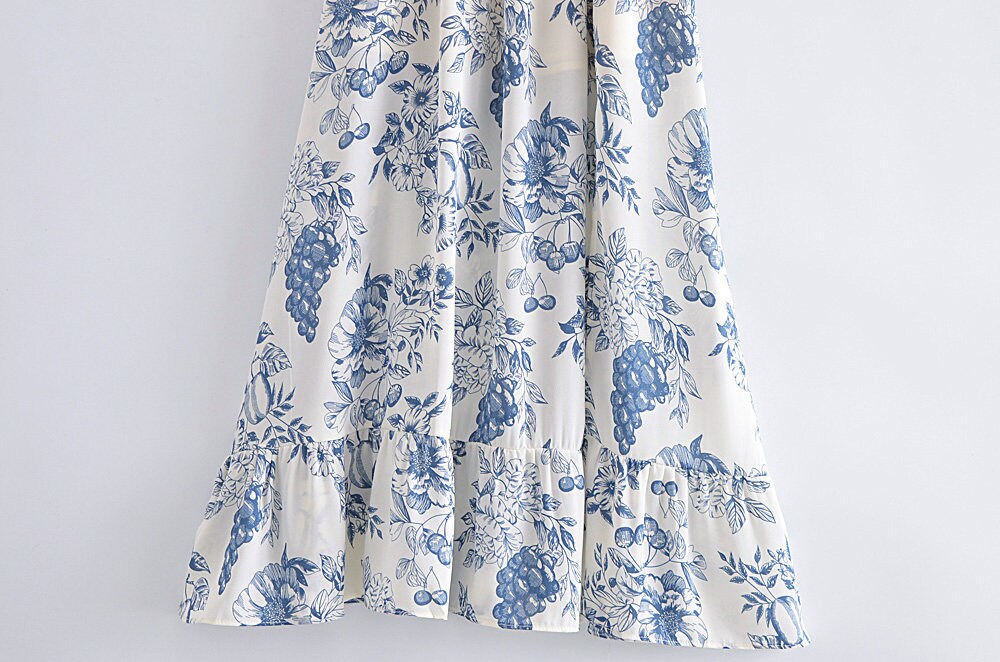 LARA Romantic French Floral Dress, Woman Smocked Dress, Side Slits ...