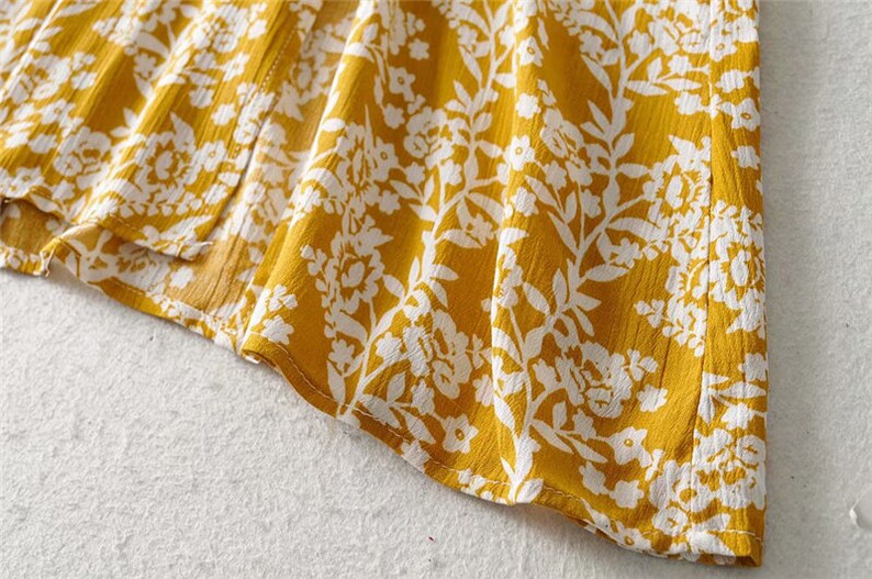 TINA Bohemian Yellow Deep V Neck Maxi Floral Dress Boho Dresses for ...