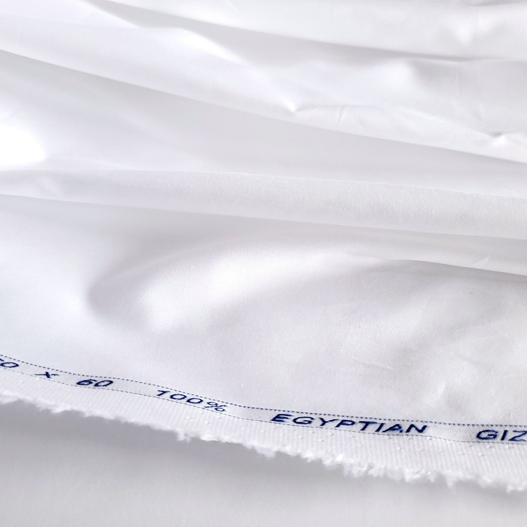 100% Pure Egyptian Giza Cotton, 58 Inches Wide White Cotton Fabric ...