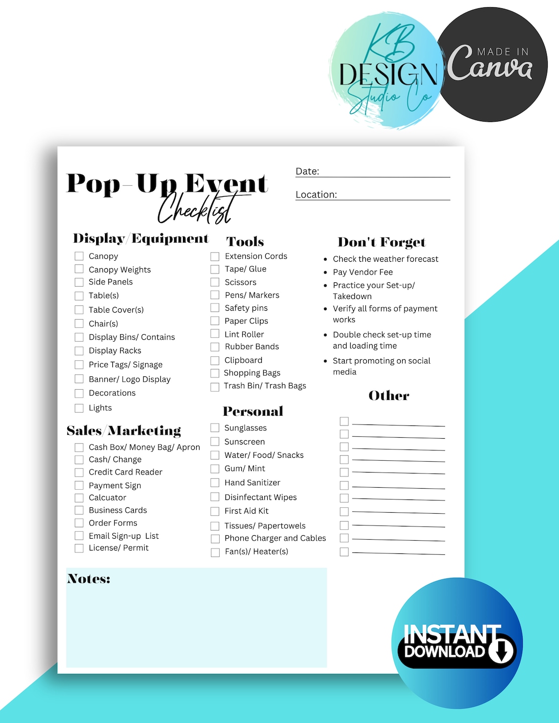 Pop-up Shop, Craft Show, and Market Checklist | Pop-up Shop Checklist ...