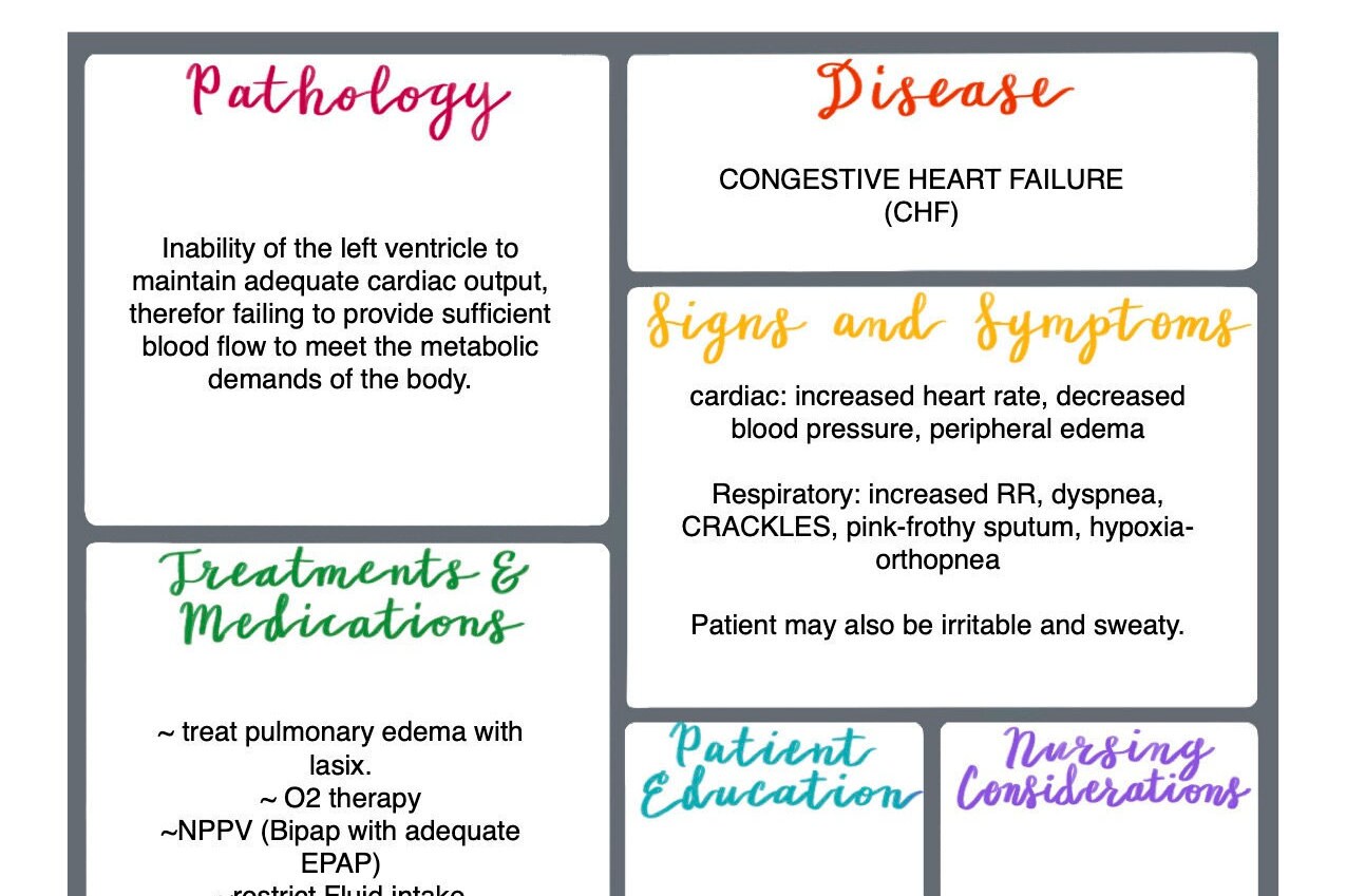 CHF Study Sheet - Etsy