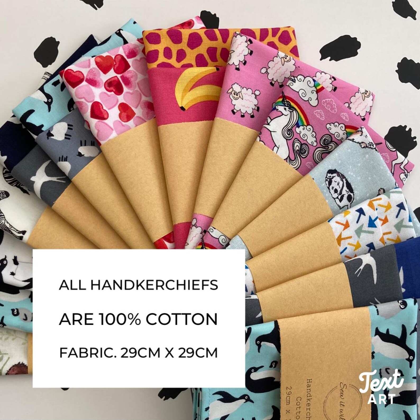 Handkerchief/ Hankie Reusable Washable Cotton Penguins Zebra ...